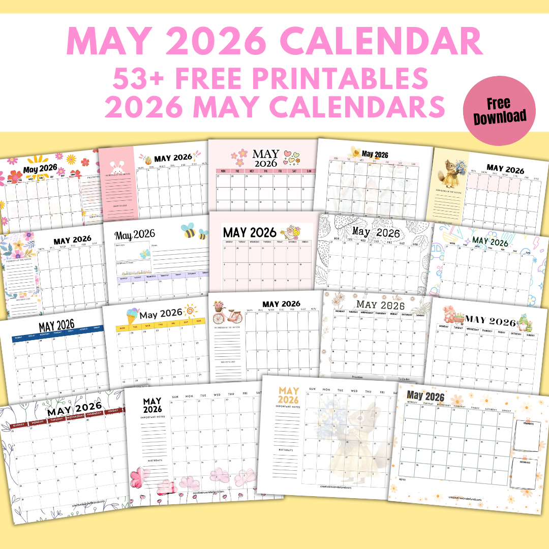 53+ May 2026 Calendar Printables – Creative in wonderland